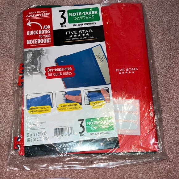 Five Star | Office | Nwt Mead Five Star Note Taker Dividers 3 Pack ...